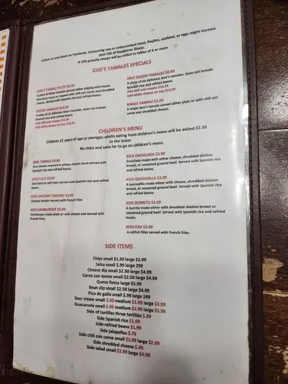 Jose's | Mexican Restaurant Menu | Pearl, MS | Checkle