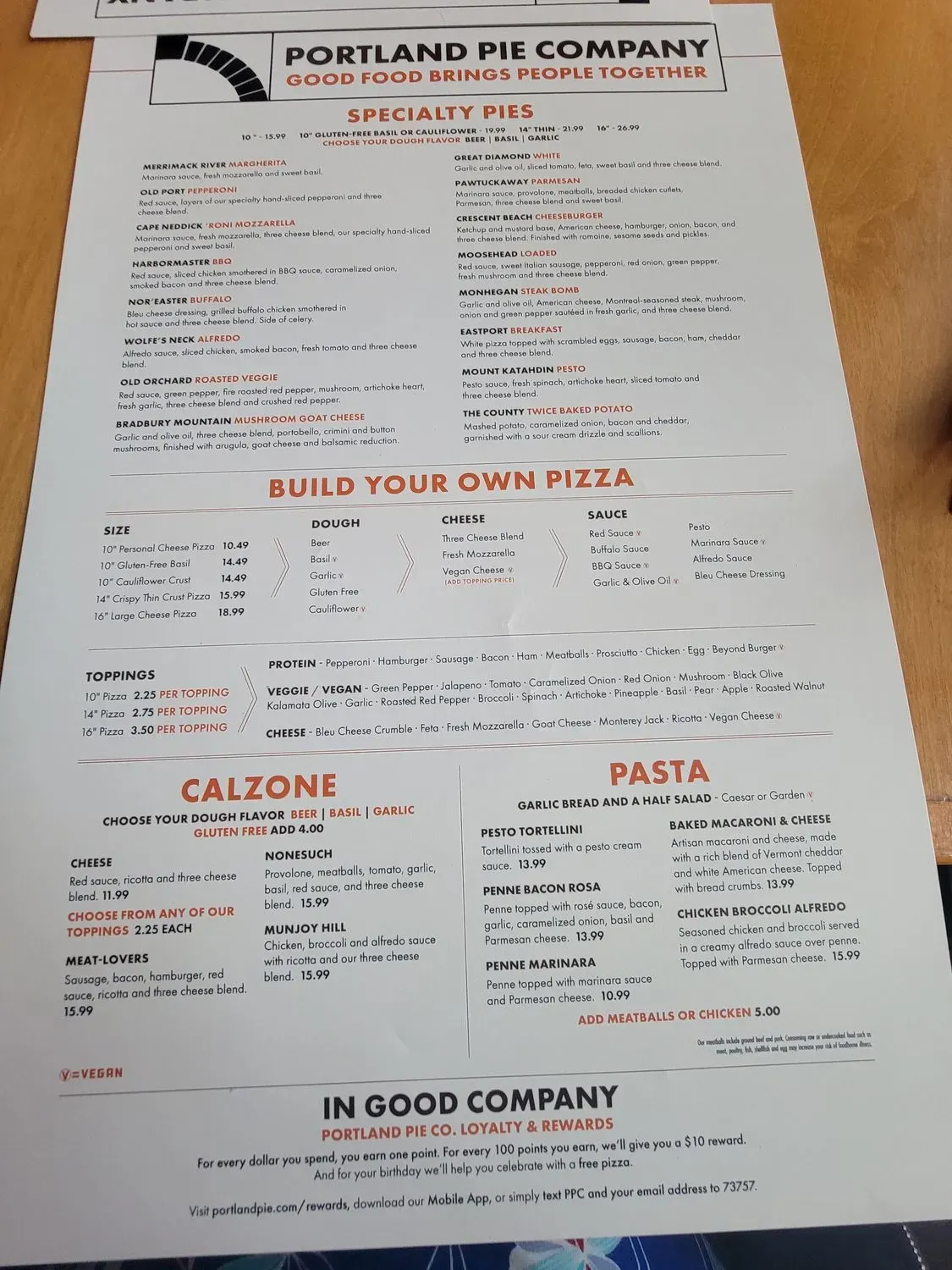 Portland Pie Company Menu - Updated October 2025