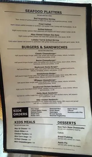 Bison Steakhouse Menu | Broken Arrow, OK | Checkle