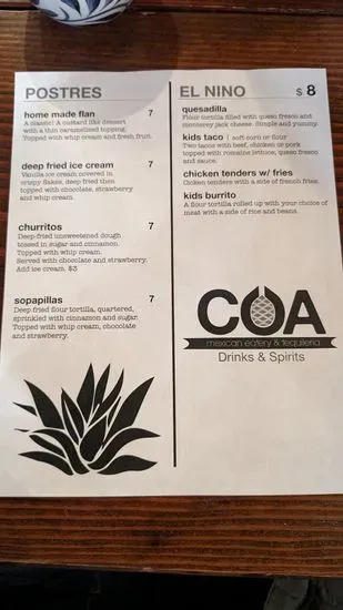 COA Mexican Eatery & Tequileria Bellingham Menu | Bellingham, WA | Checkle