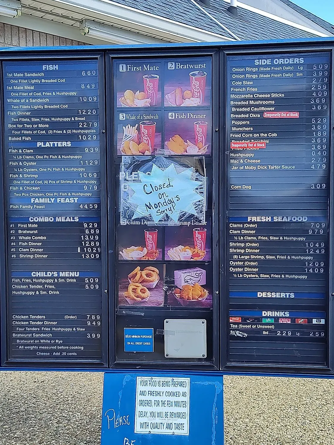 Moby Dick Menu - Updated October 2025