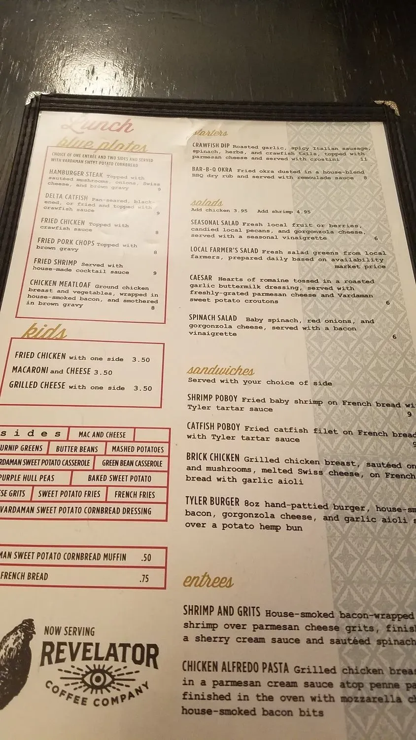 Restaurant Tyler Menu - Updated October 2025