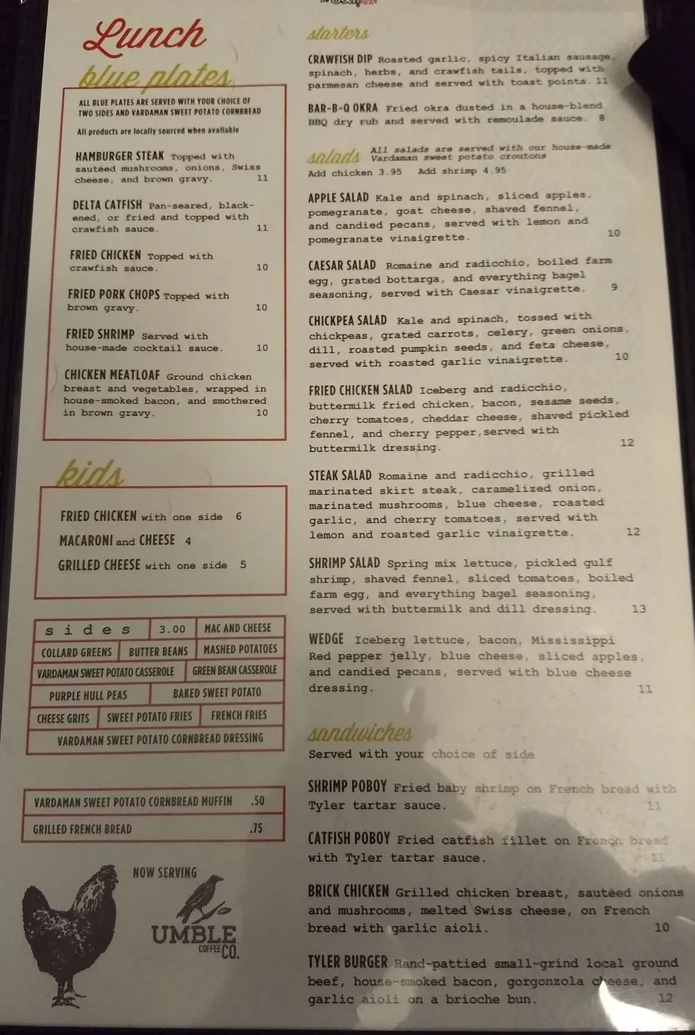 Restaurant Tyler Menu - Updated September 2025