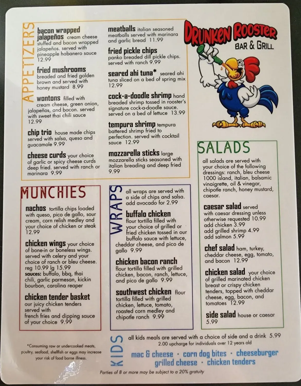Drunken Rooster Bar & Grill Menu - Updated October 2025