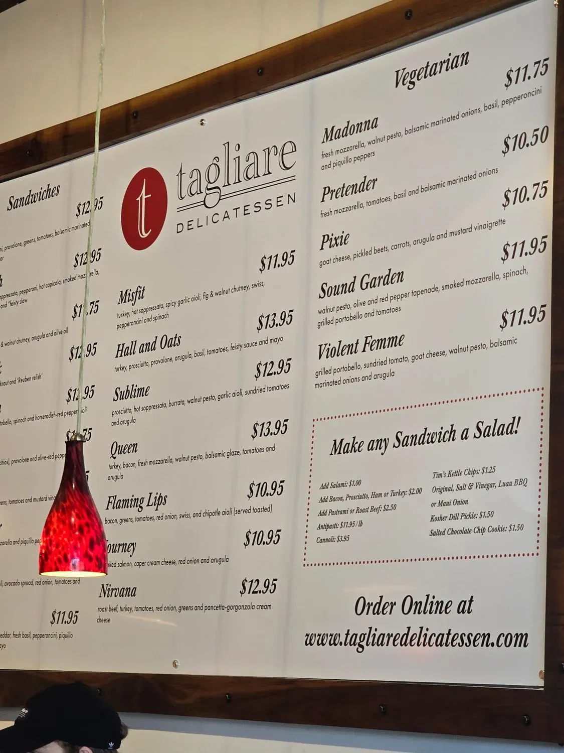 Tagliare Delicatessen Menu - Updated October 2025