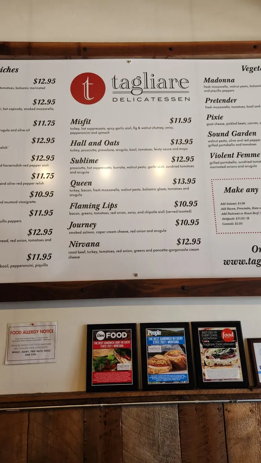 Tagliare Delicatessen Menu - Updated October 2025