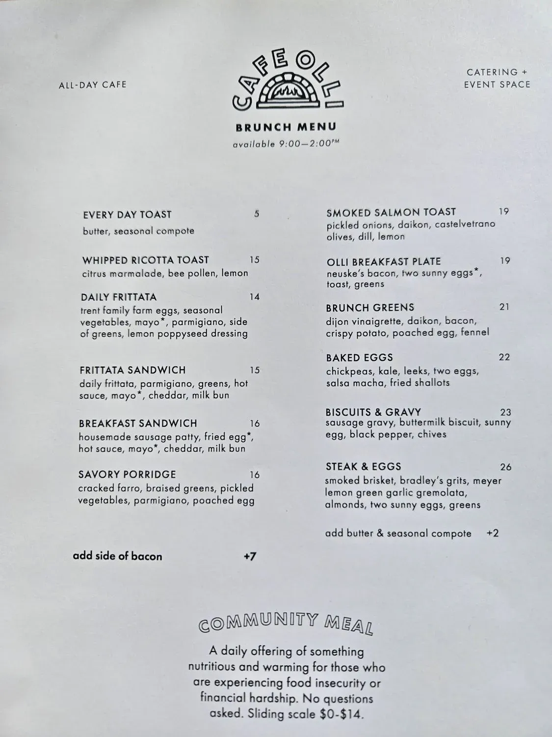 Cafe Olli Menu - Updated October 2025