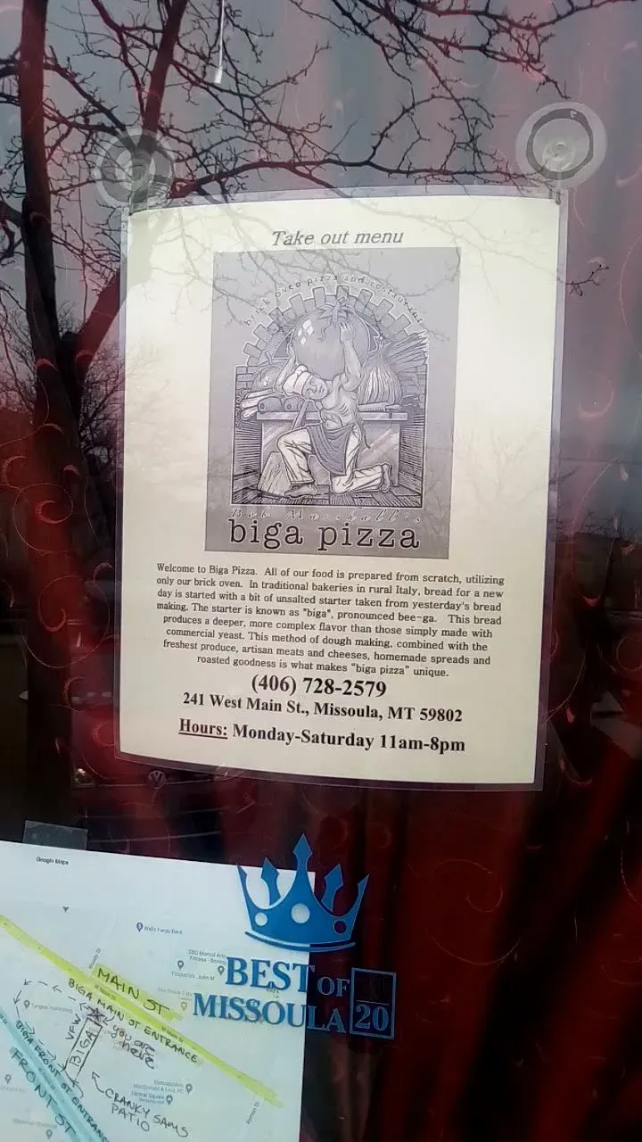 Biga Pizza Menu - Updated September 2025