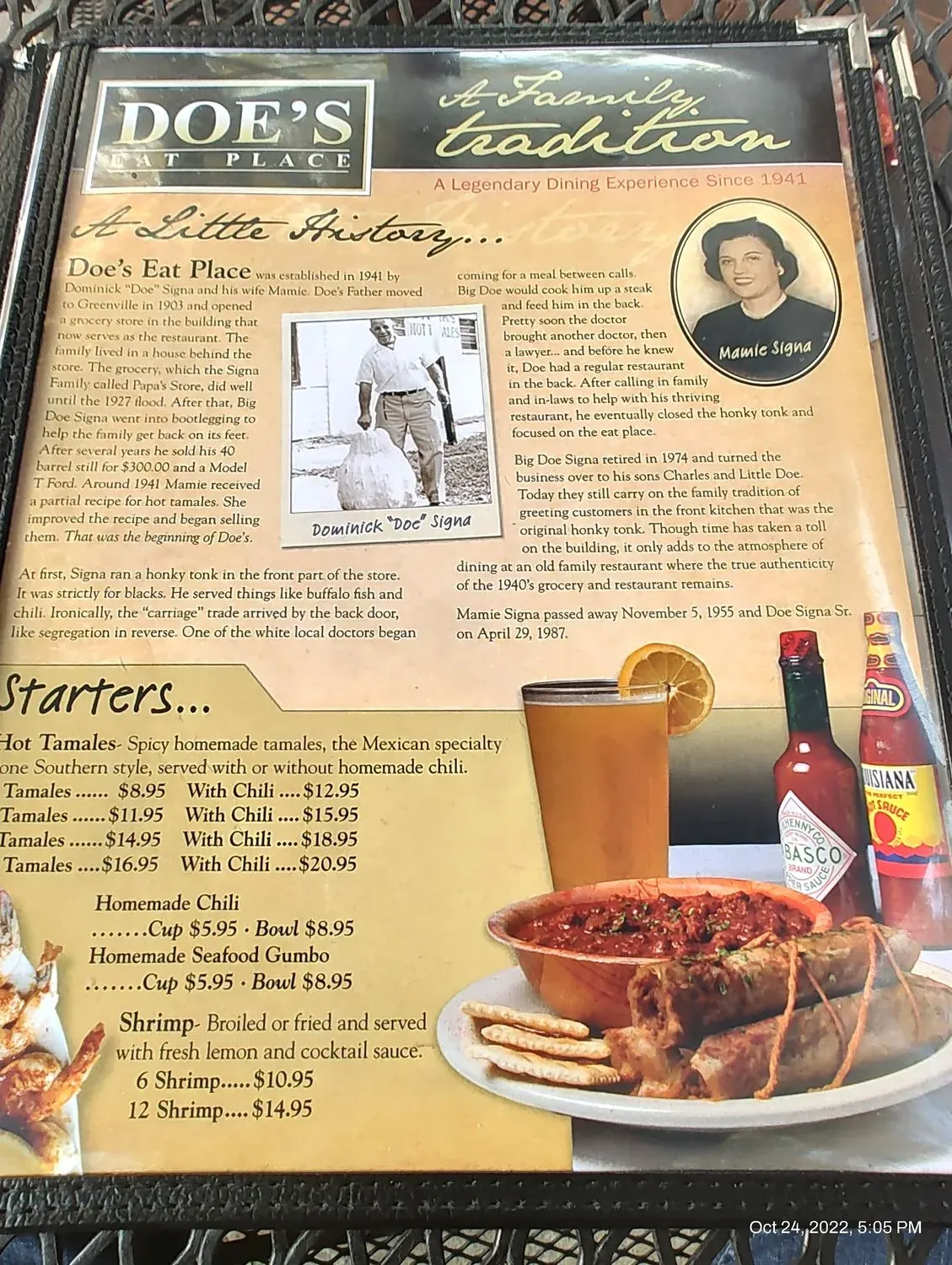 Doe's Eat Place Menu - Updated October 2025