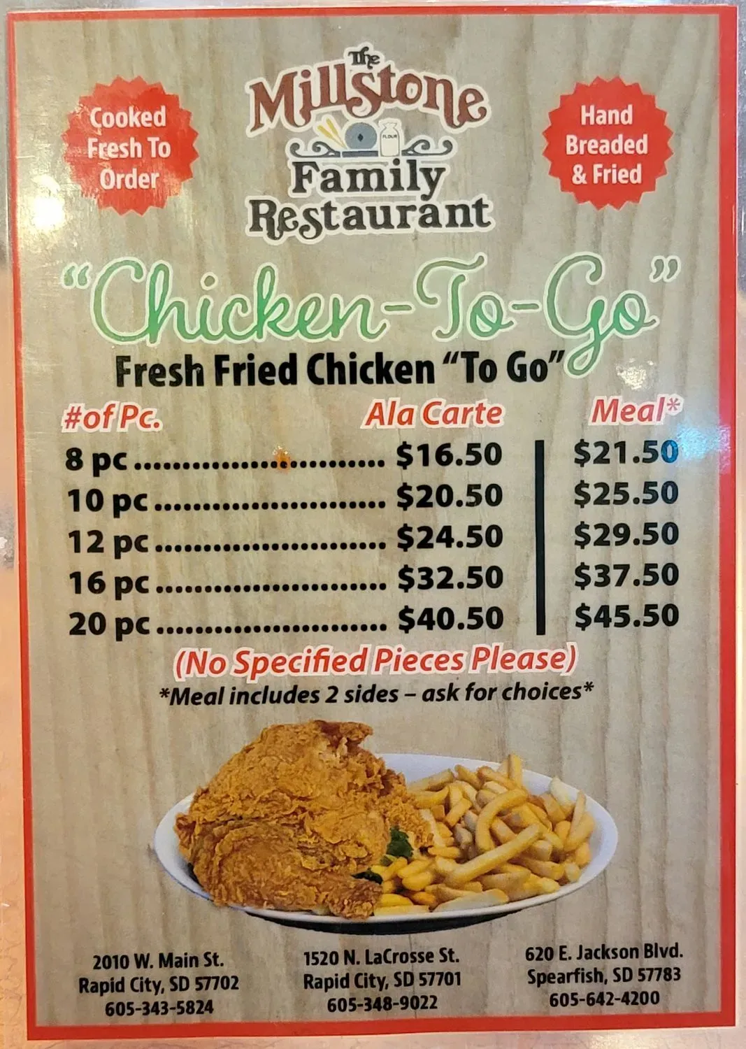 Millstone Family Restaurant Menu - Updated September 2025