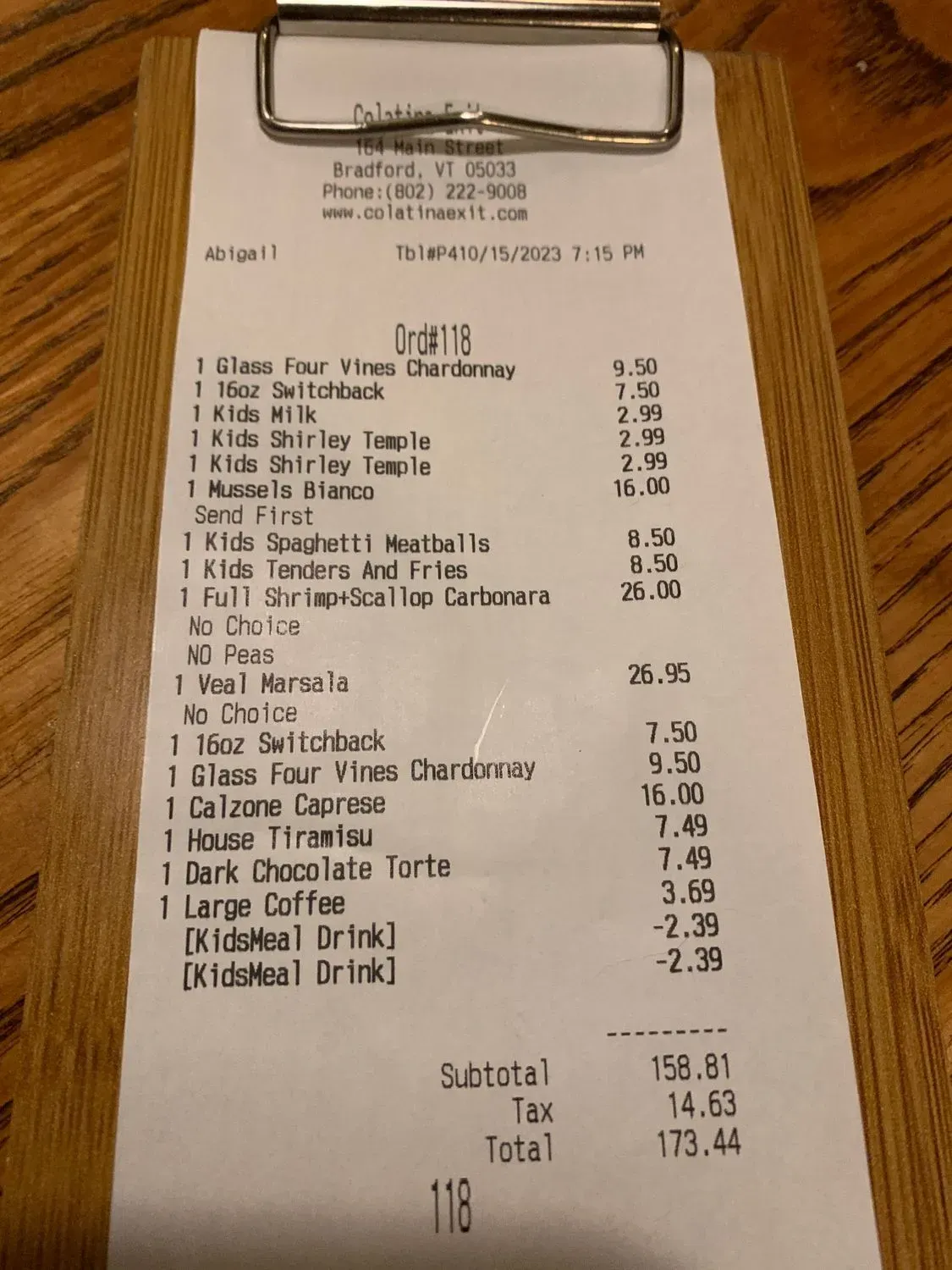 Colatina Exit Menu - Updated October 2025