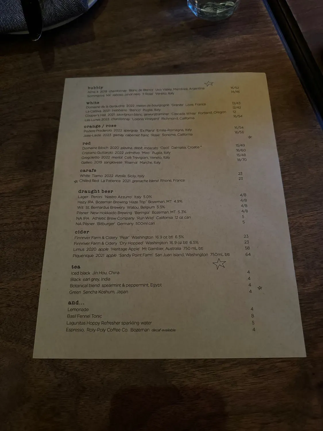 Blackbird Menu - Updated October 2025