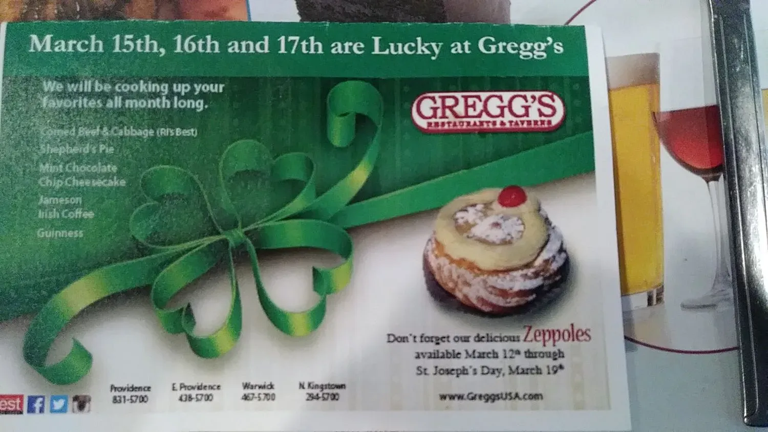 Gregg’s - Warwick Menu - Updated October 2025