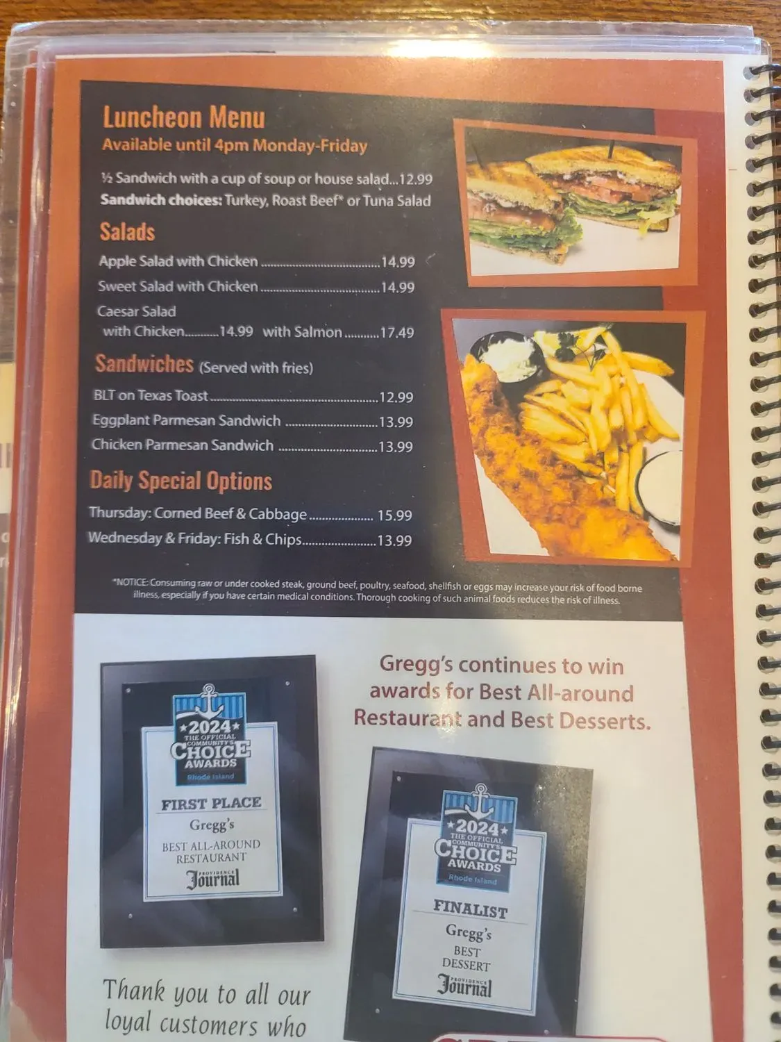 Gregg’s - Warwick Menu - Updated October 2025