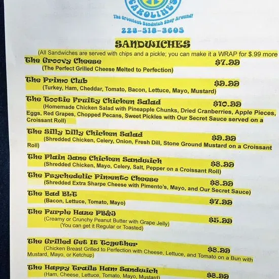 Sweet Caroline's Menu | Sylvester, GA | Checkle