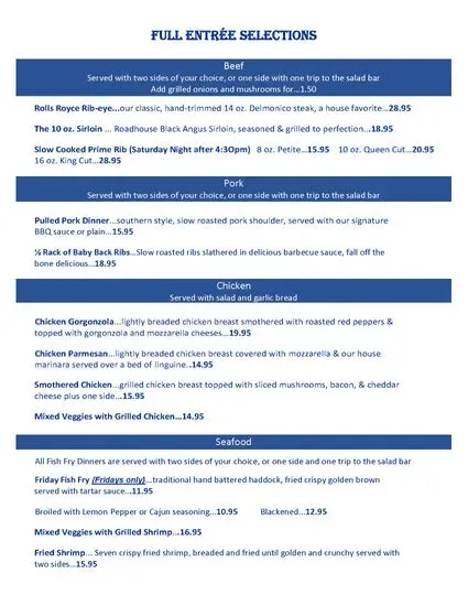 The Lindley Roadhouse Menu | Lindley, NY | Checkle