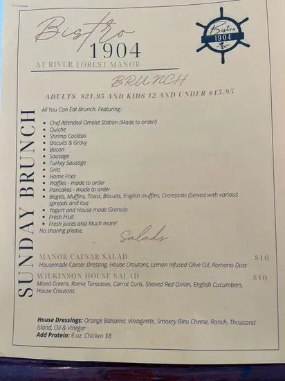 Bistro 1904 at River Forest Manor Menu | Belhaven, NC | Checkle