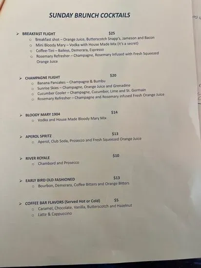 Bistro 1904 at River Forest Manor Menu | Belhaven, NC | Checkle