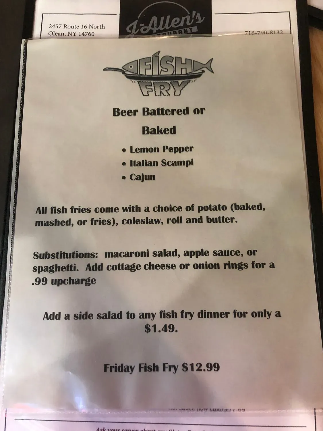 J-Allen's Bar & Grill Menu - Updated October 2025