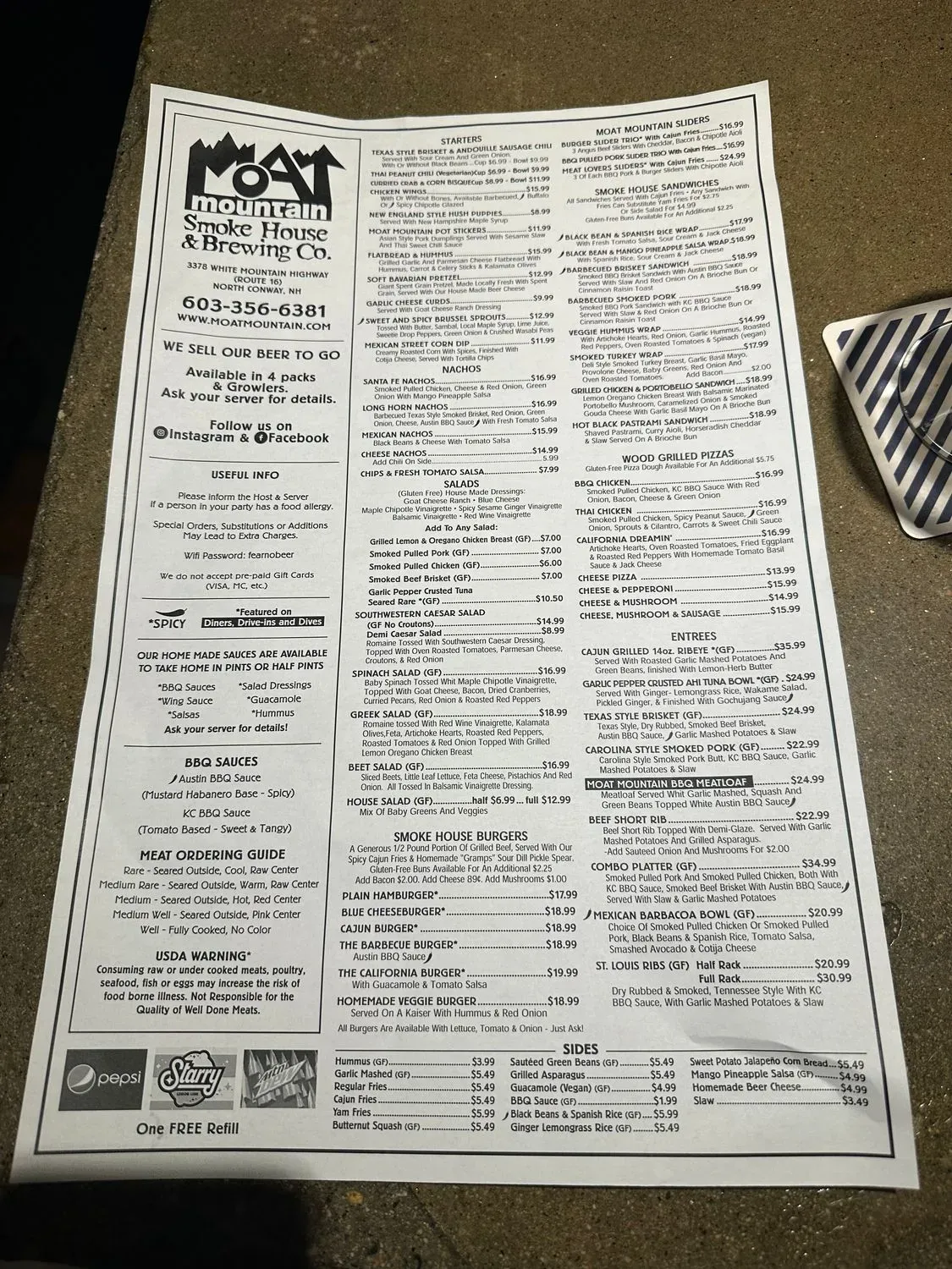 Moat Mountain Smokehouse & Brewing Co. Menu - Updated October 2025