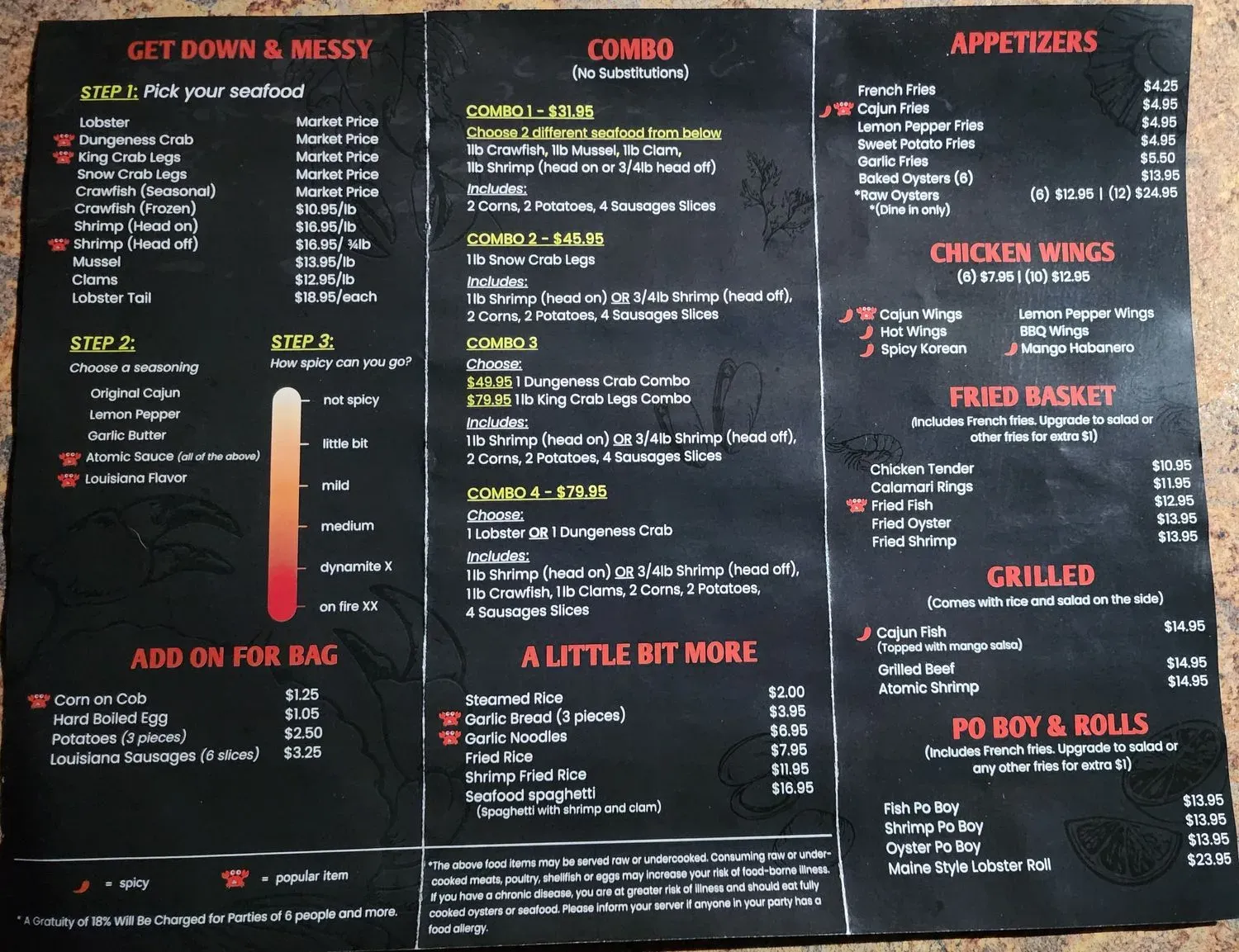 Pier 18 Cajun Seafood & Bar Menu - Updated October 2025