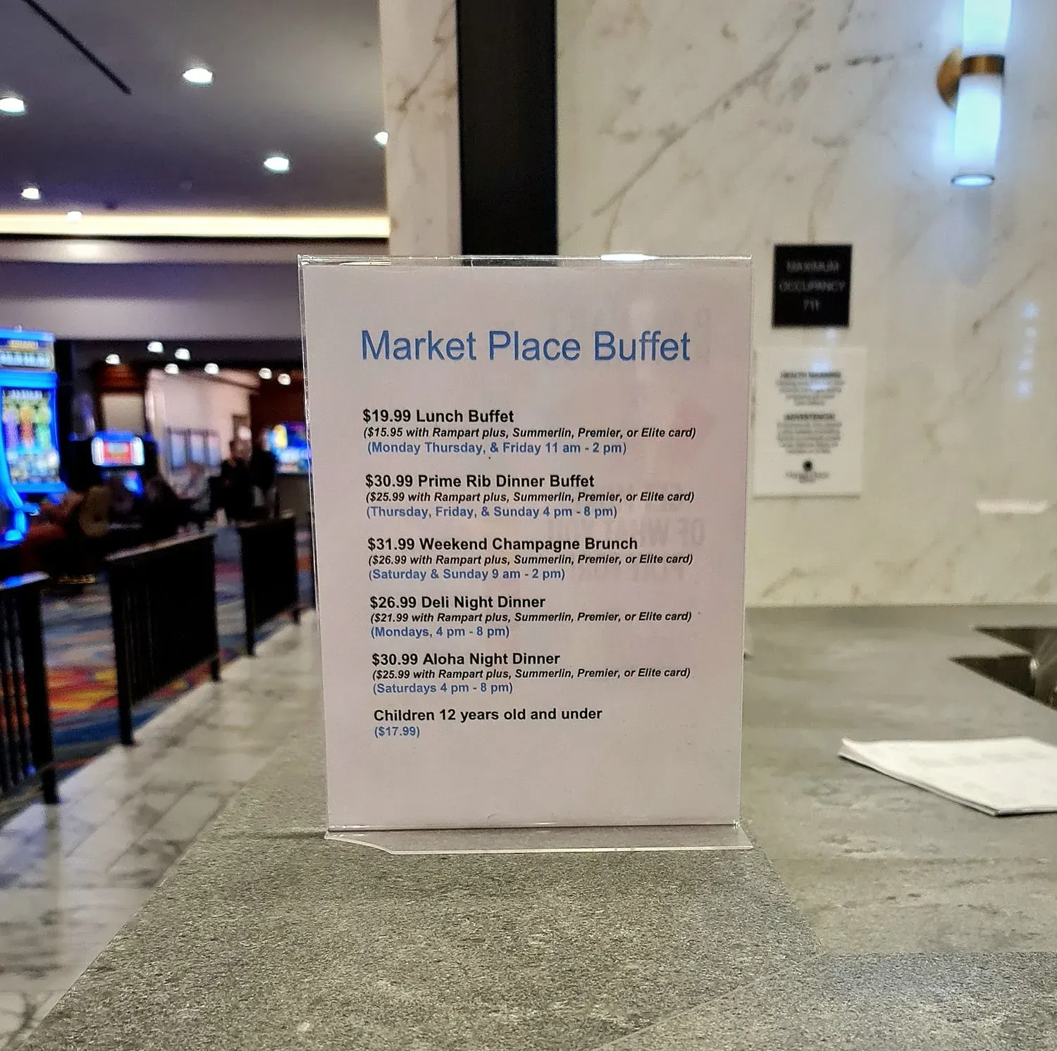 Rampart Buffet Menu - Updated October 2025