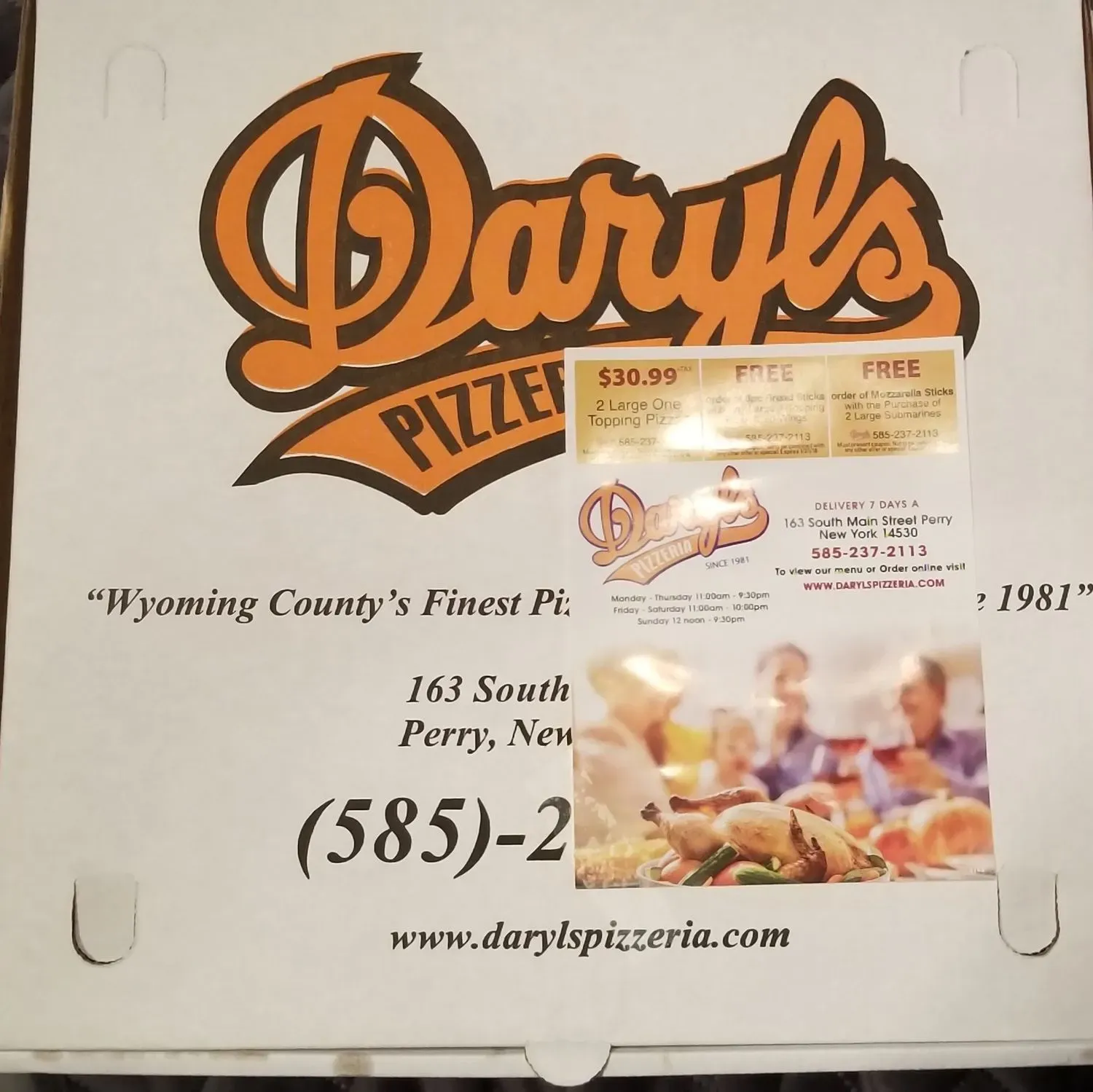 Daryl's Pizzeria Menu - Updated October 2025