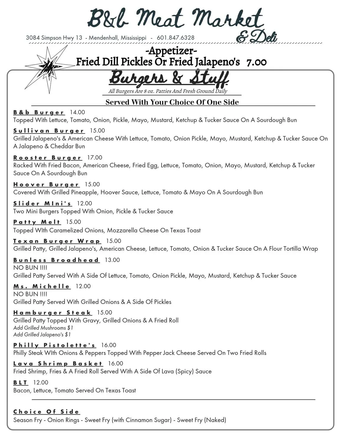 Big Jim’s Grill and Meat Market Menu - Updated October 2025