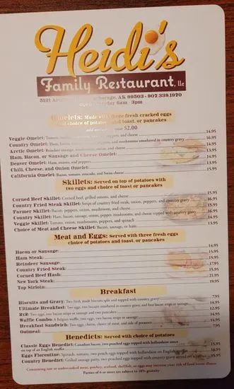 Heidi’s Family Restaurant Menu | Anchorage, AK | Checkle