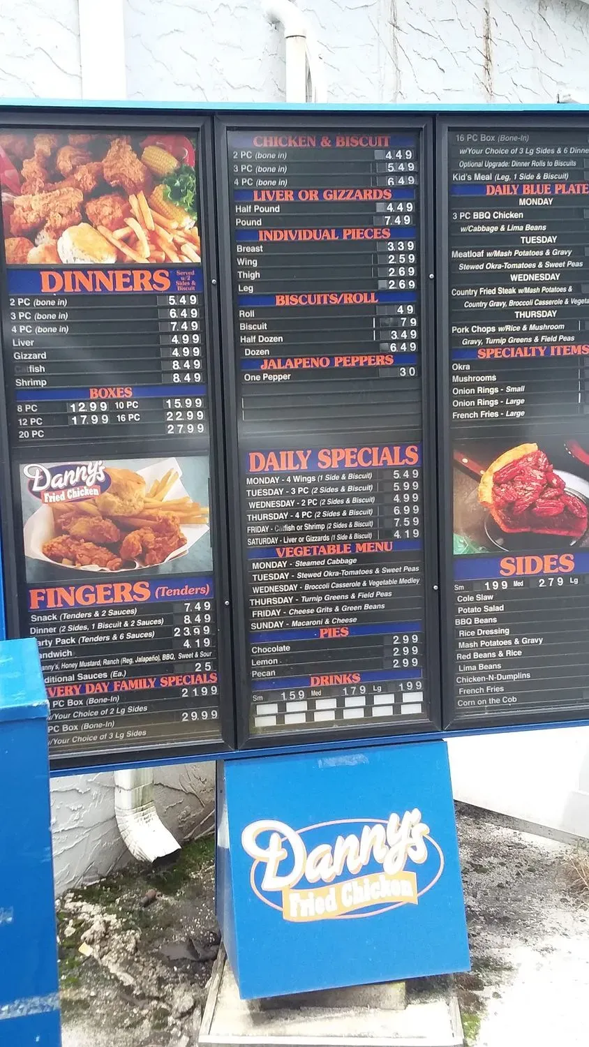 Danny's Fried Chicken Menu - Updated October 2025