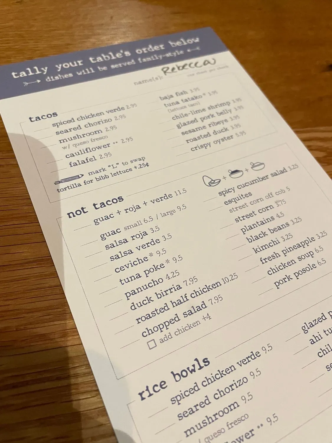bartaco Menu - Updated October 2025