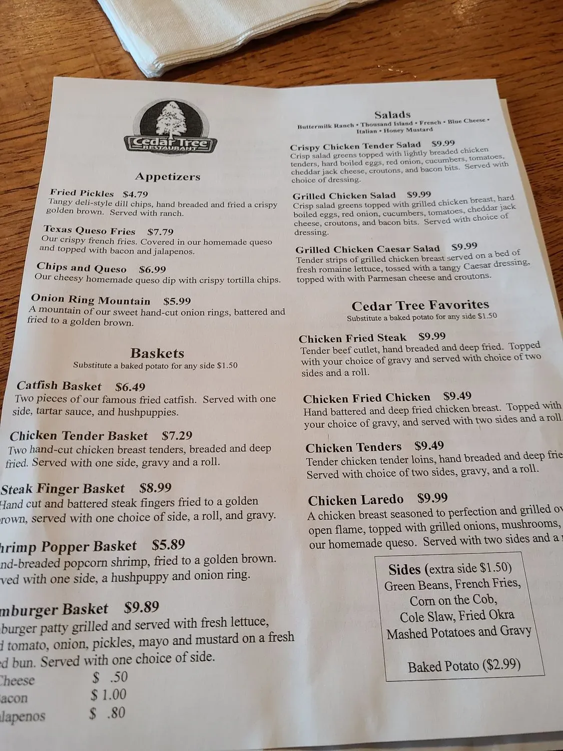 Cedar Tree Restaurant Menu - Updated October 2025