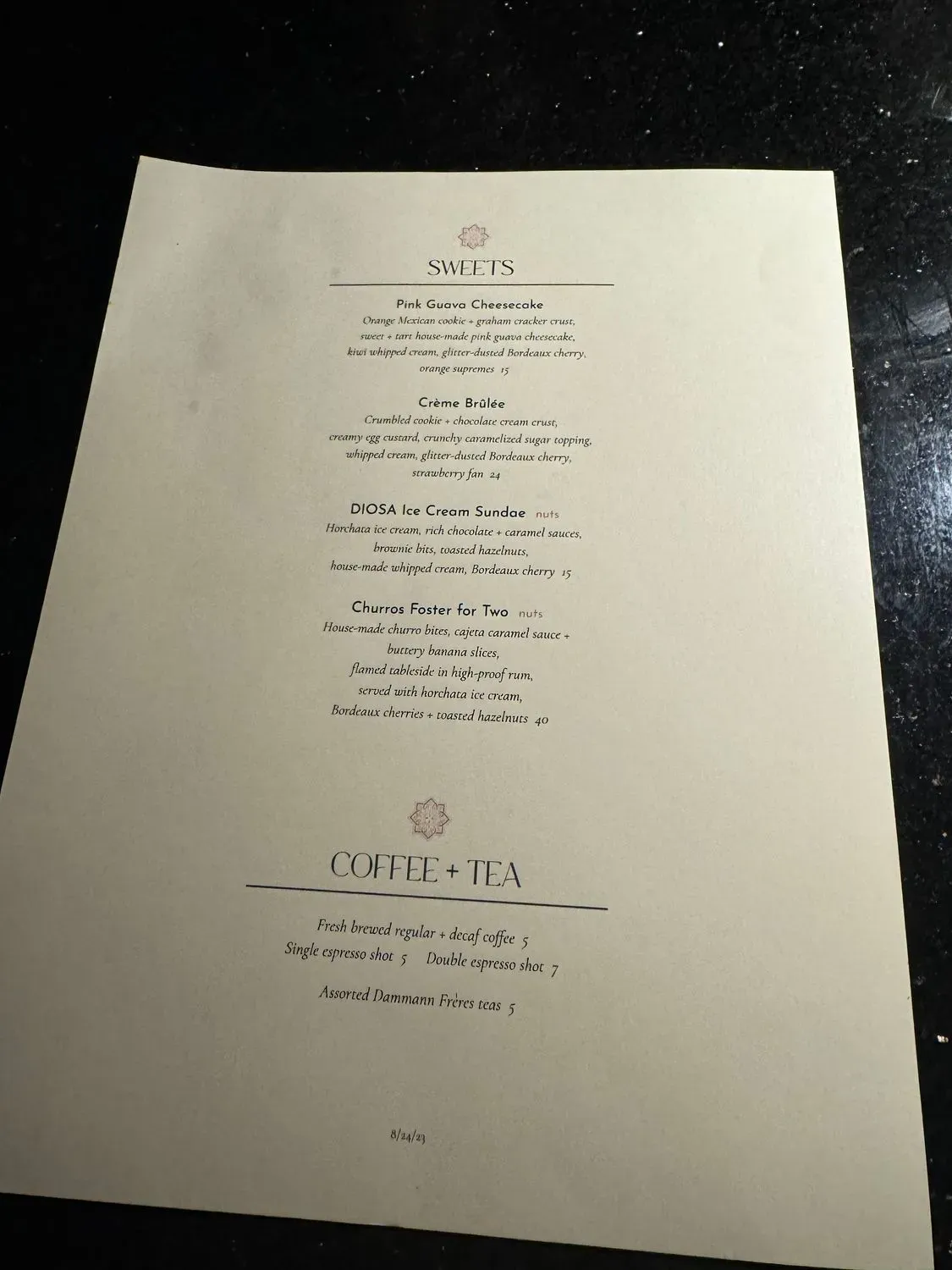 DIOSA Downey Menu - Updated October 2025
