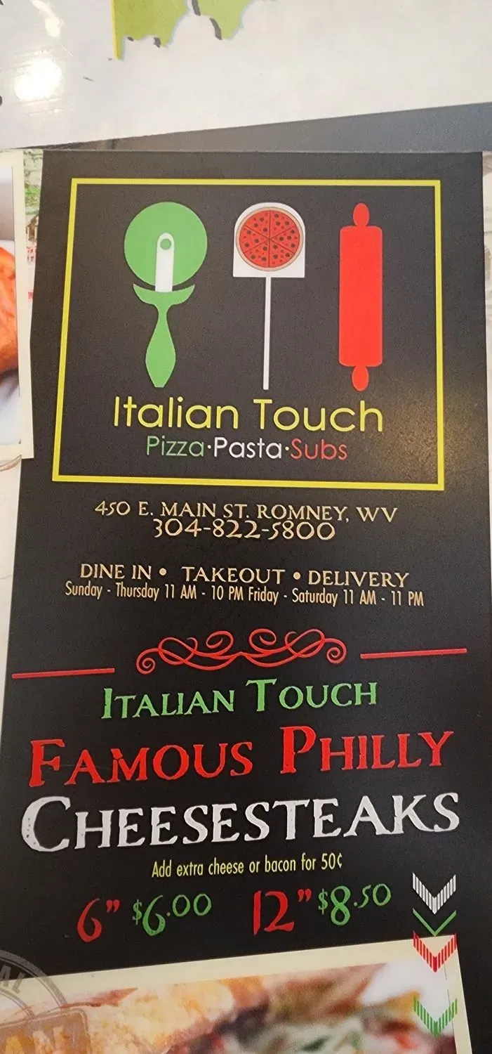 Italian Touch Menu - Updated October 2025