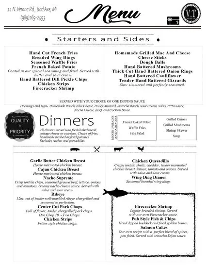 Verona Tavern Menu | Bad Axe, MI | Checkle