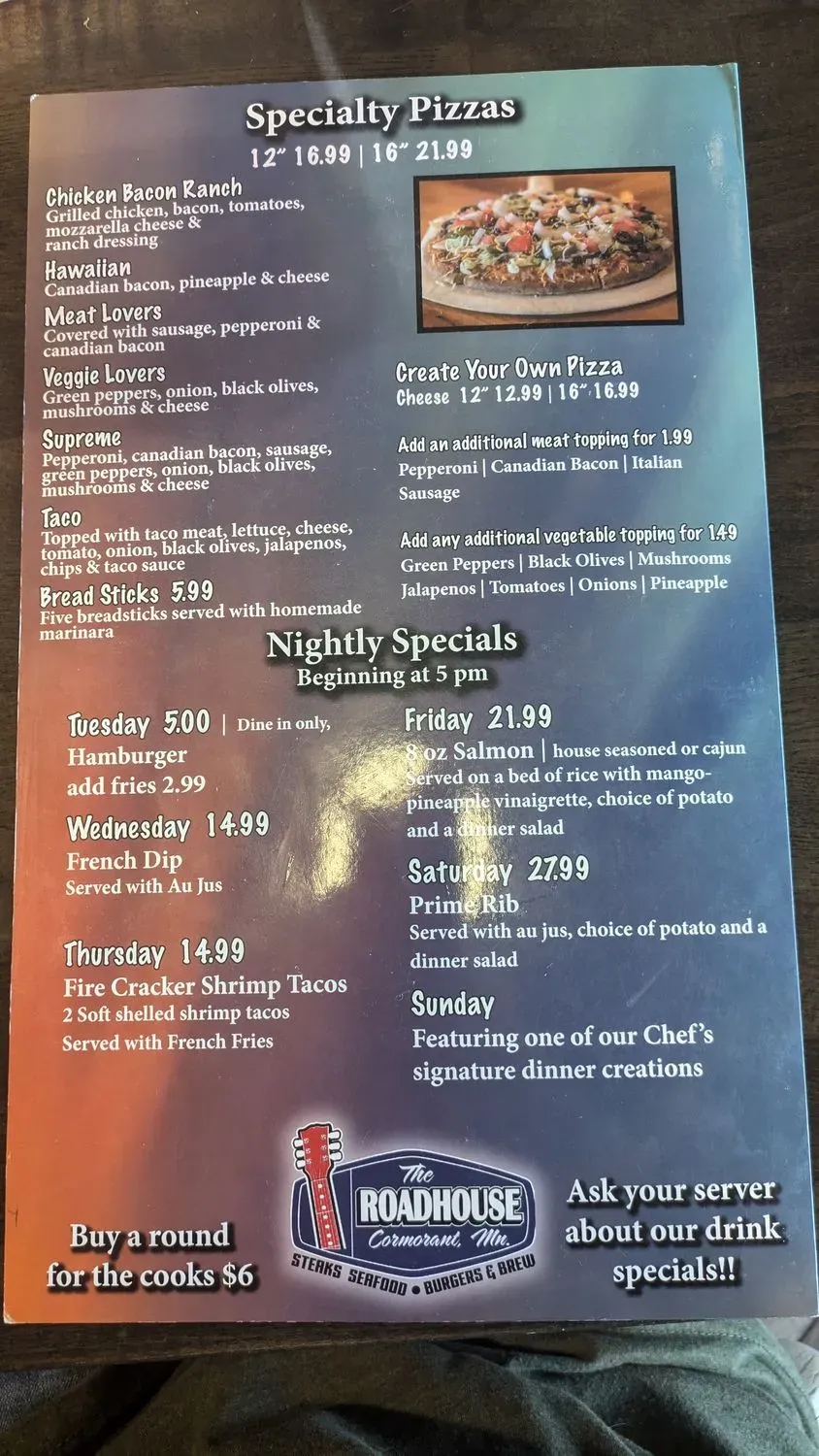 The Roadhouse Menu - Updated October 2025