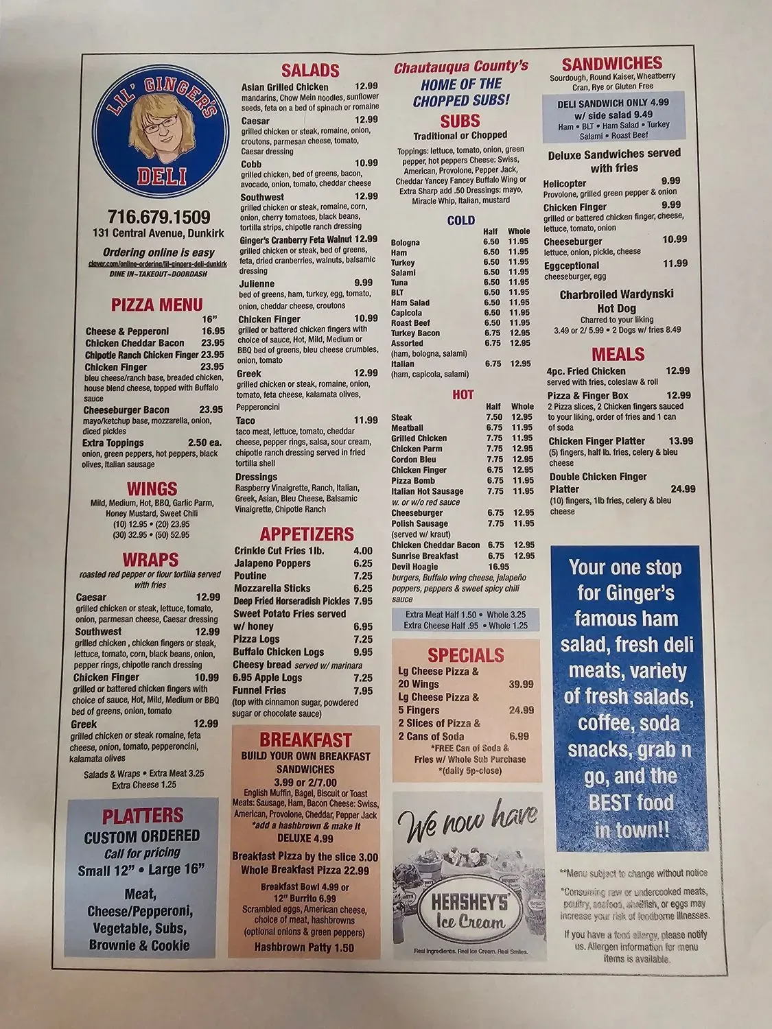 Lil Gingers Deli Menu - Updated September 2025