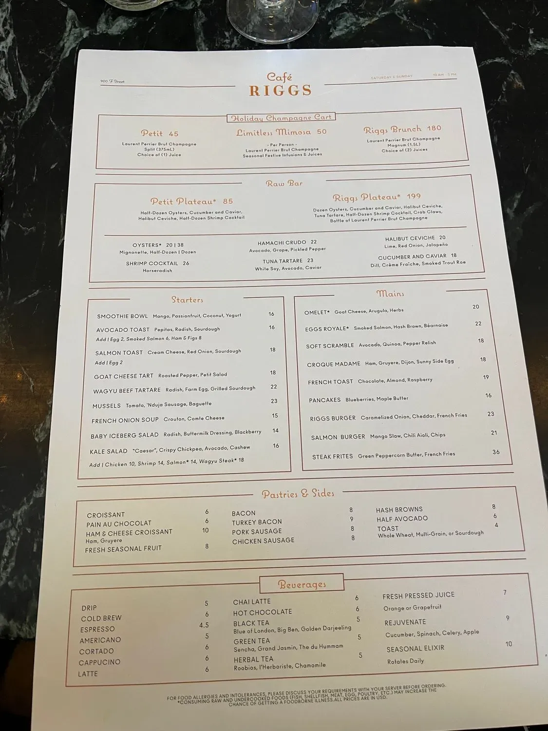 Café Riggs Menu - Updated October 2025