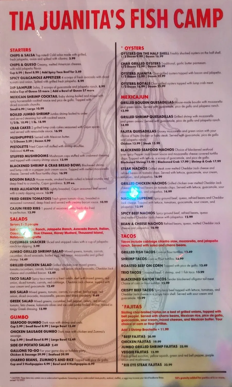 Tia Juanita's Fish Camp - Longview Menu - Updated October 2025