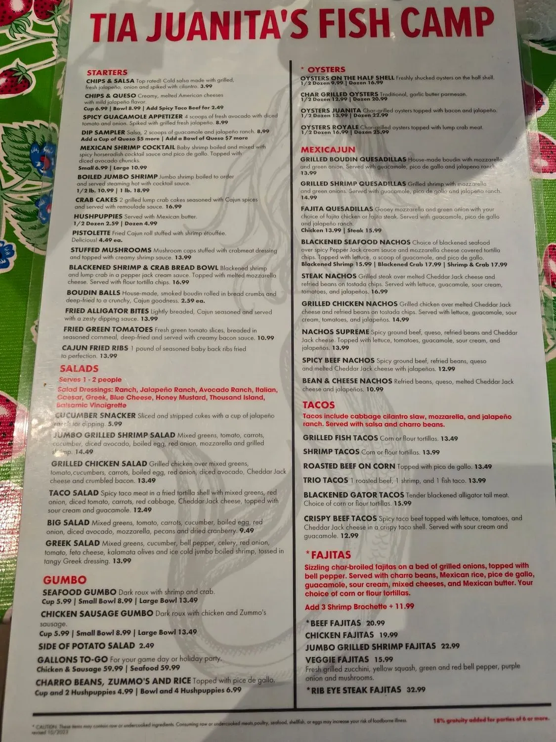 Tia Juanita's Fish Camp - Longview Menu - Updated October 2025