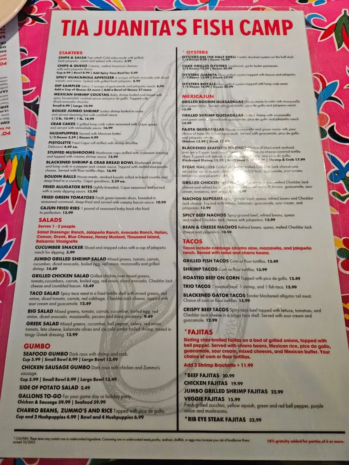 Tia Juanita's Fish Camp - Longview Menu - Updated October 2025
