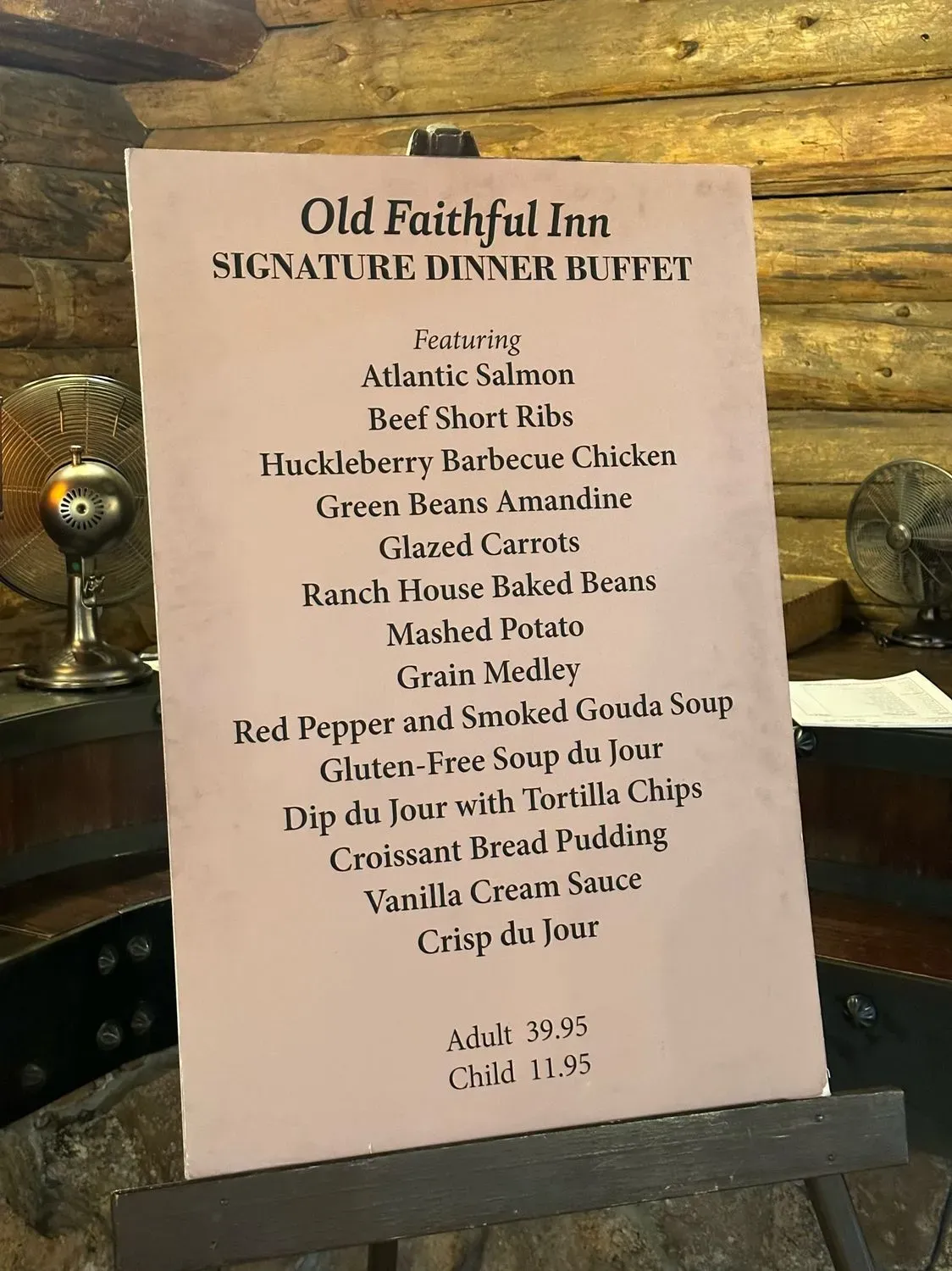 Old Faithful Inn Dining Room Menu - Updated October 2025