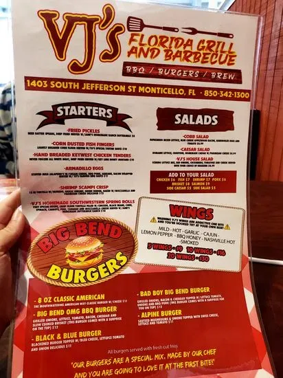 VJ'S Florida Grill & Barbecue Menu | Monticello, FL | Checkle