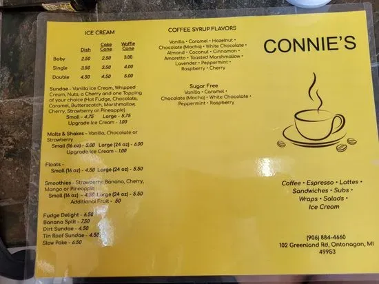Connie's Menu | Ontonagon, MI | Checkle