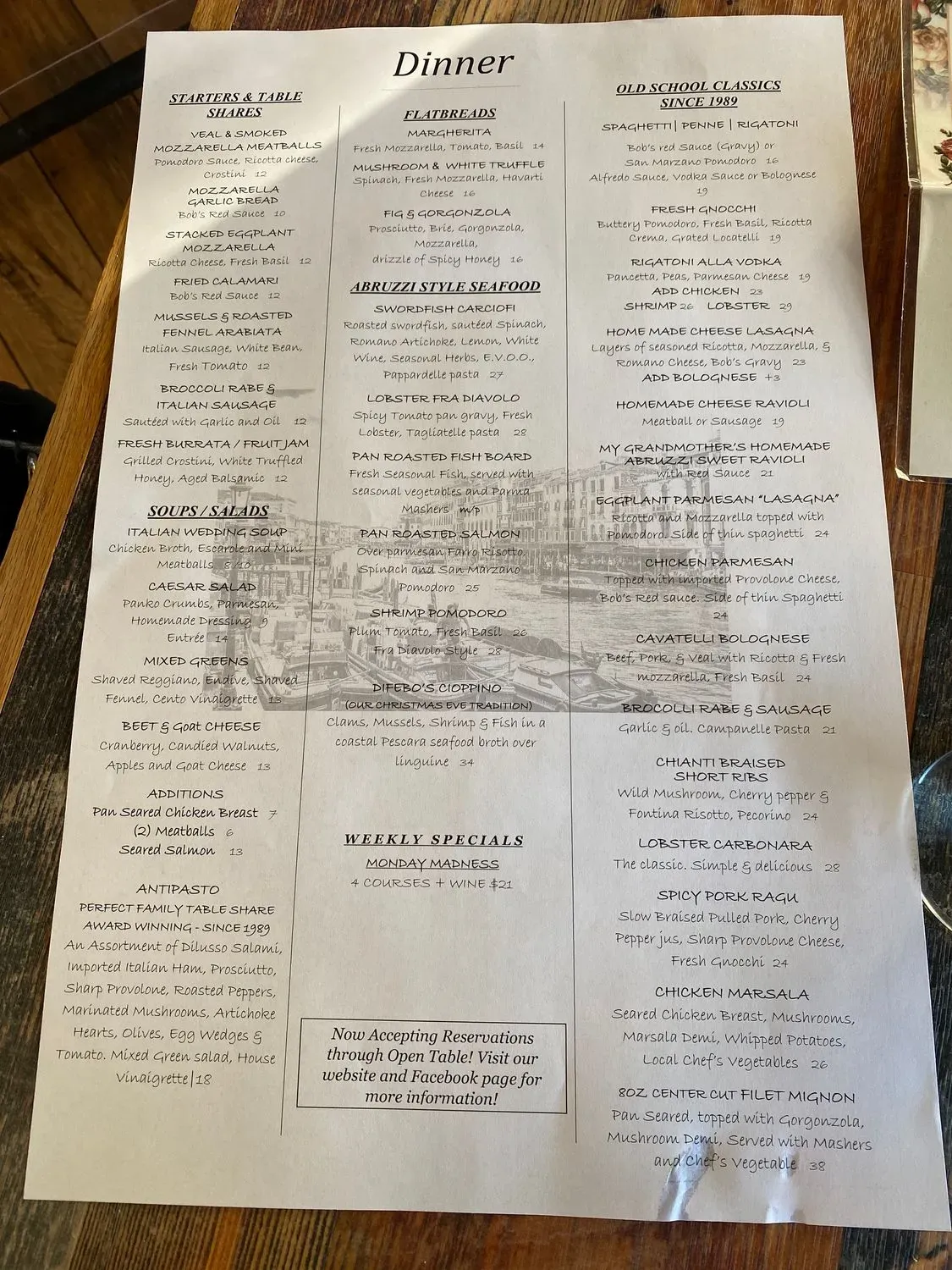 DiFebo's Restaurant Bethany Beach Menu - Updated August 2025
