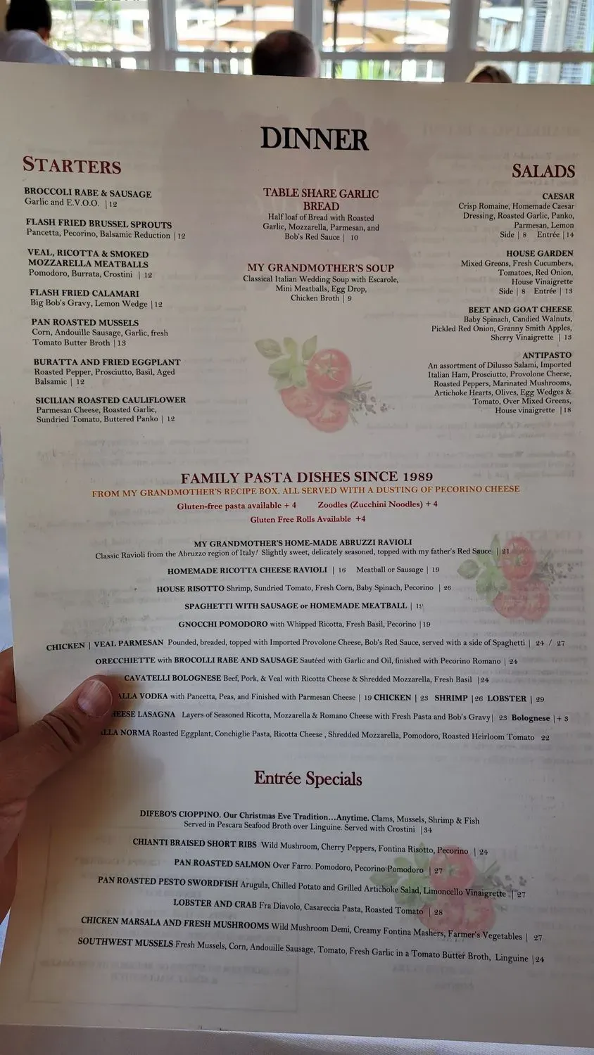 DiFebo's Restaurant Bethany Beach Menu - Updated October 2025