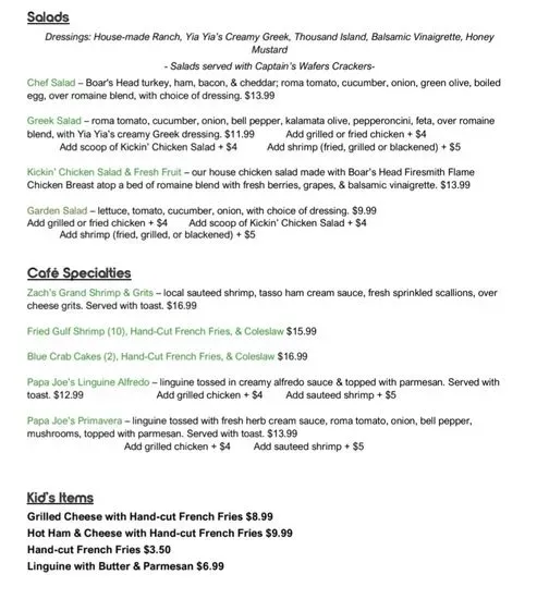 Izzy's Cafe Menu | Apalachicola, FL | Checkle