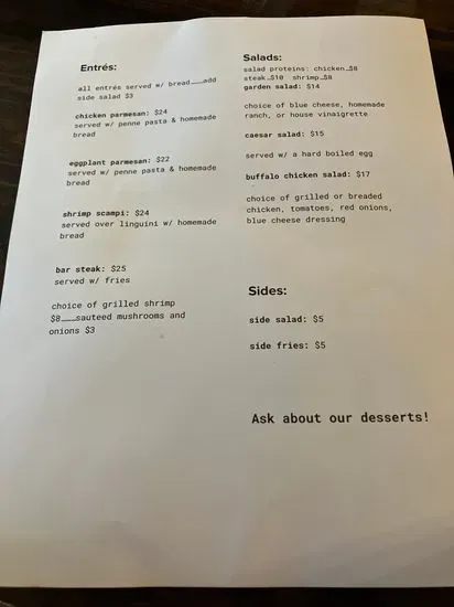 Railroad Street Tavern Menu | Salem, NY | Checkle