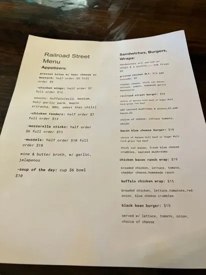 Railroad Street Tavern Menu | Salem, NY | Checkle