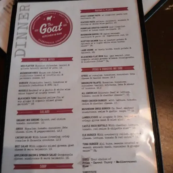 The Goat Kitchen & Bar Menu | Carbondale, CO | Checkle